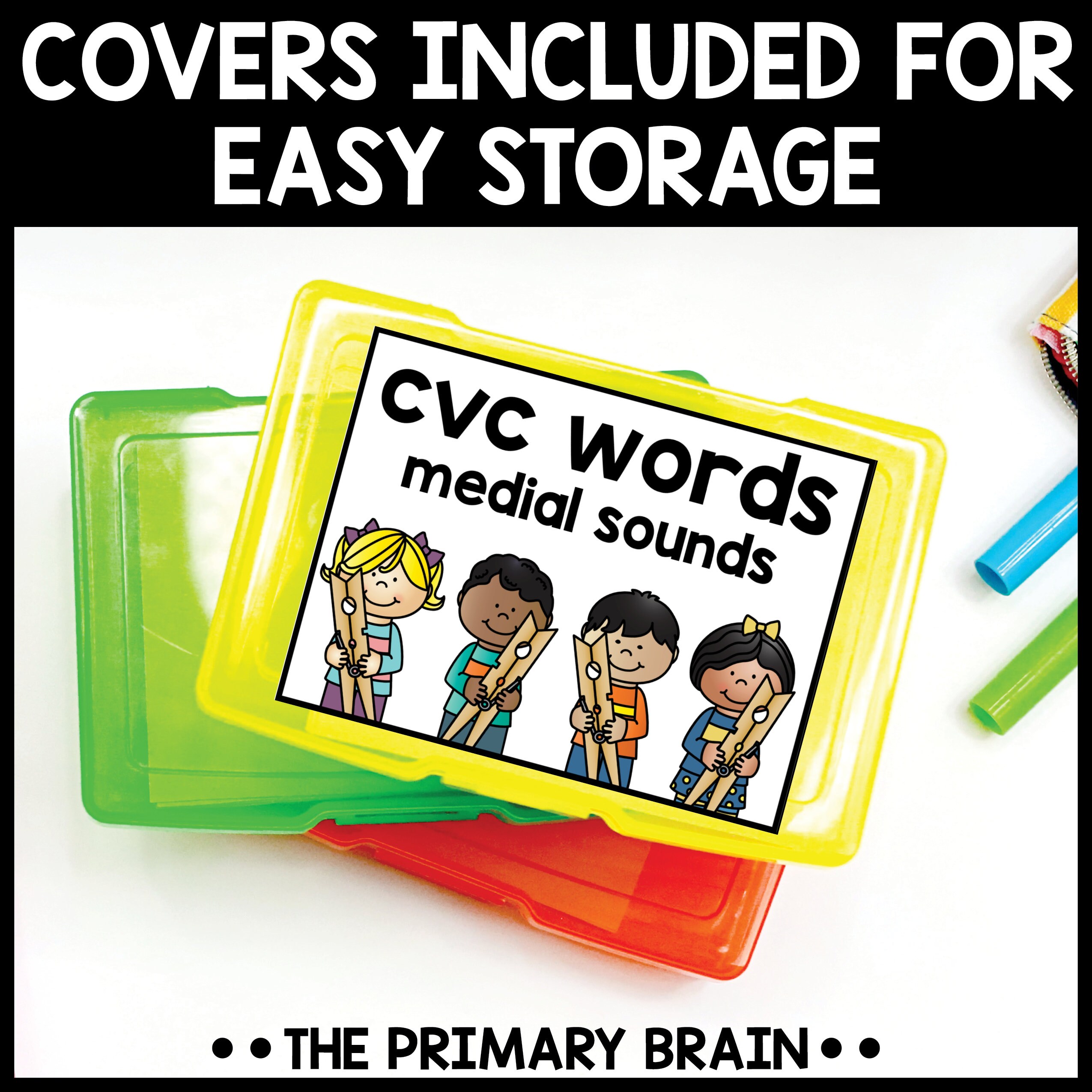 CVC Words Clip Cards for Task Card Boxes, Literacy Centers Activities ...