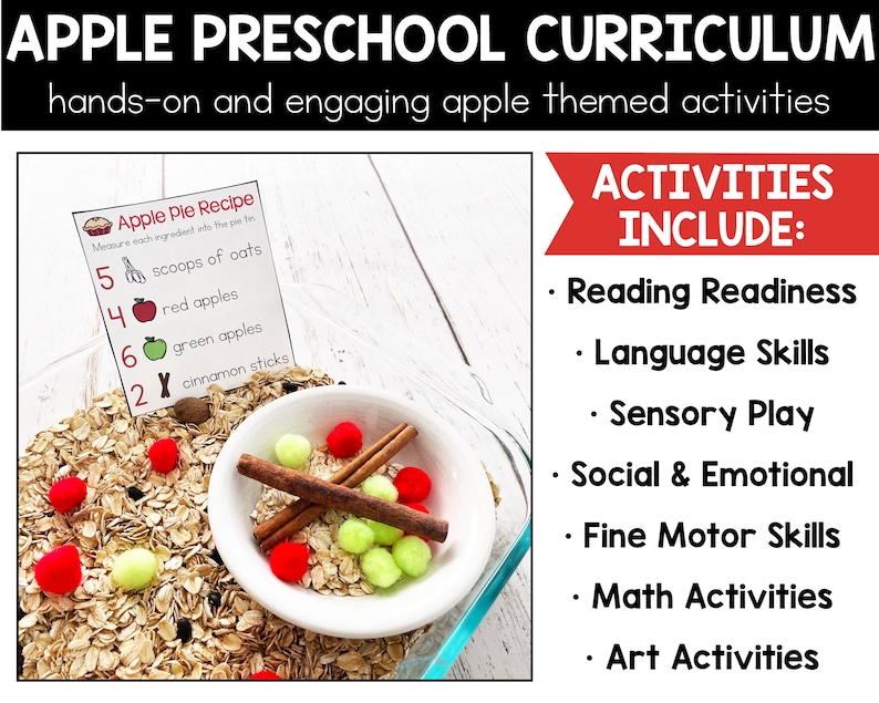 Apple Preschool Activities Pre-k Homeschool Preschool - Etsy
