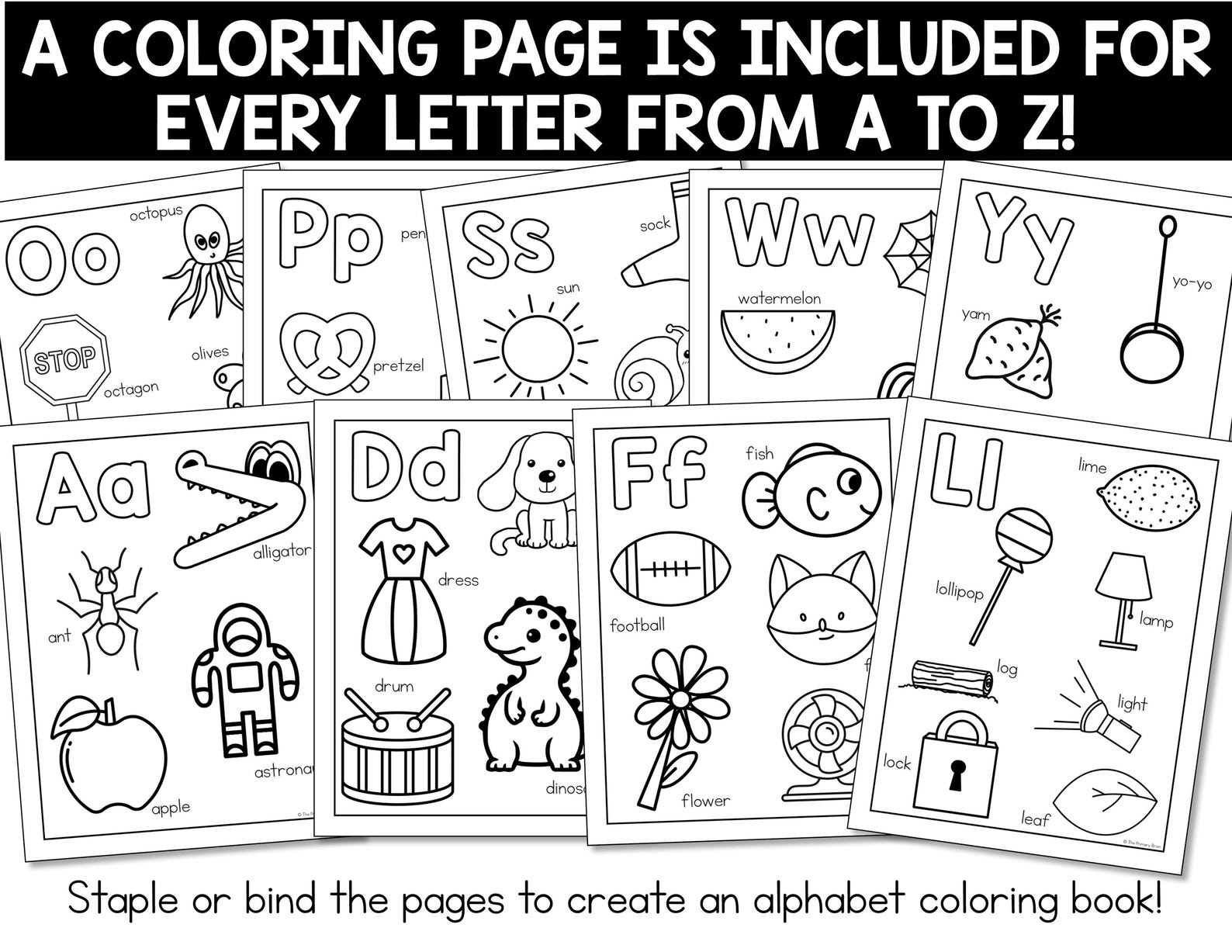 Alphabet Coloring Pages ABC Beginning Sounds Letter Practice Worksheets ...