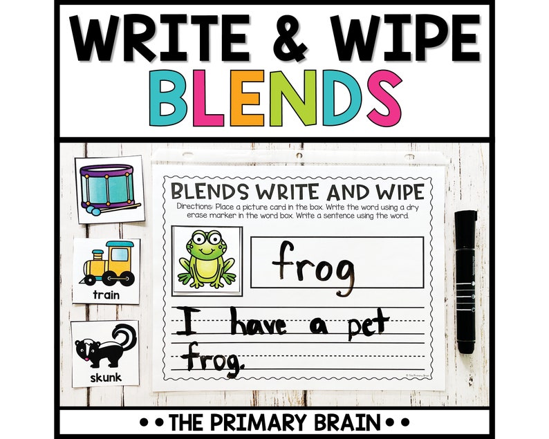 Blends Write and Wipe Activity: Phonics Word Builder Cards (digital ...
