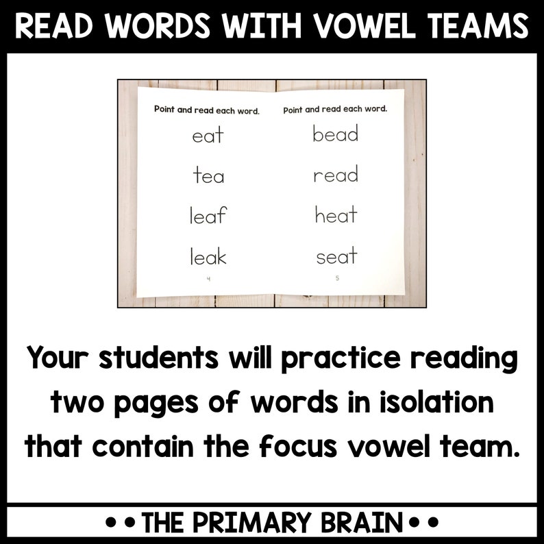 Vowel Teams Phonics Books: Reading & Fluency (PDF Download) - Etsy