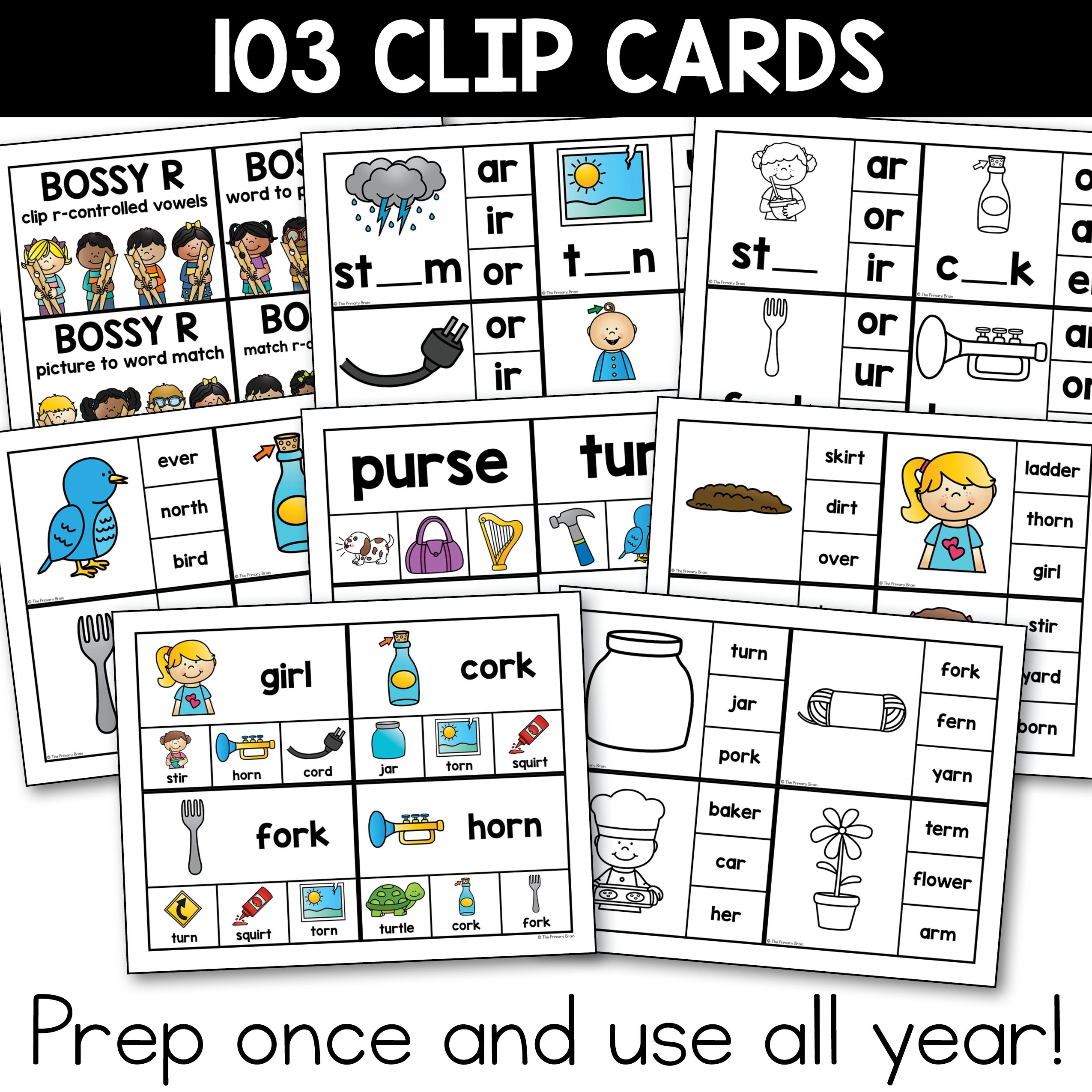 R-controlled Vowels Clip Cards, Bossy R Task Card Boxes, Literacy ...