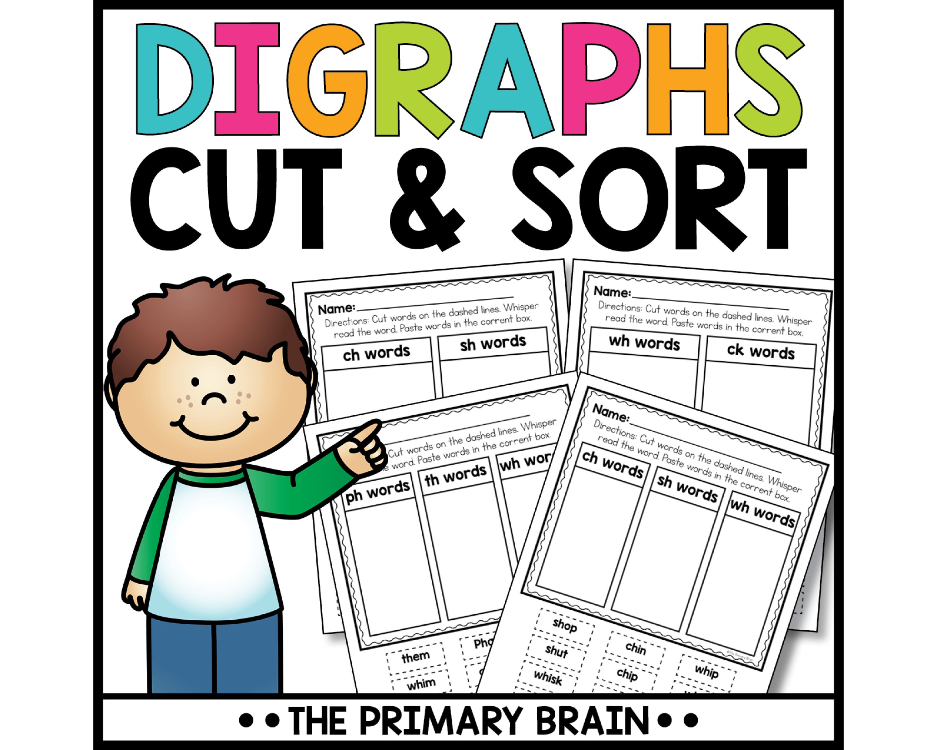 Digraphs Phonics Word Sort | Cut and Paste Centers Activities - Etsy