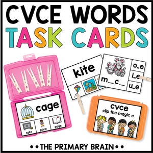 Phonics Clip Cards Bundle: CVC Words, Blends, Digraphs, CVCE, Long ...