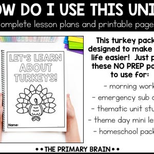 Turkey Thanksgiving Activities: Kindergarten & First Grade (no Prep ...