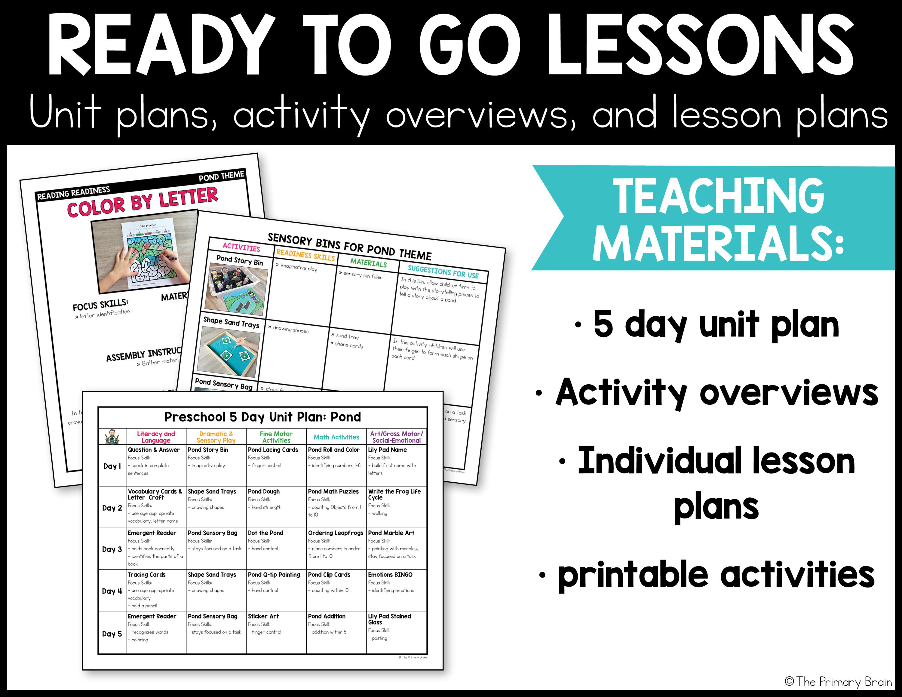 Pond Life Cycle Preschool Curriculum With Lesson Plans: 23 Activities ...