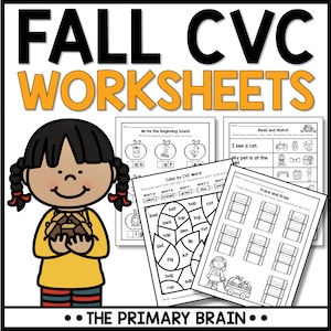 Fall Themed CVC Words Worksheets | Printable Phonics Practice - Etsy