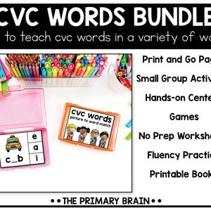 CVC Words Phonics Activities, Independent Practice for Homeschool and ...