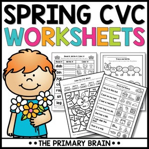 Spring Themed CVC Words Worksheets | Printable Phonics Practice - Etsy