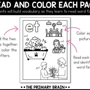 CVC Words Coloring Pages | Phonics Coloring Book Practice Worksheets - Etsy