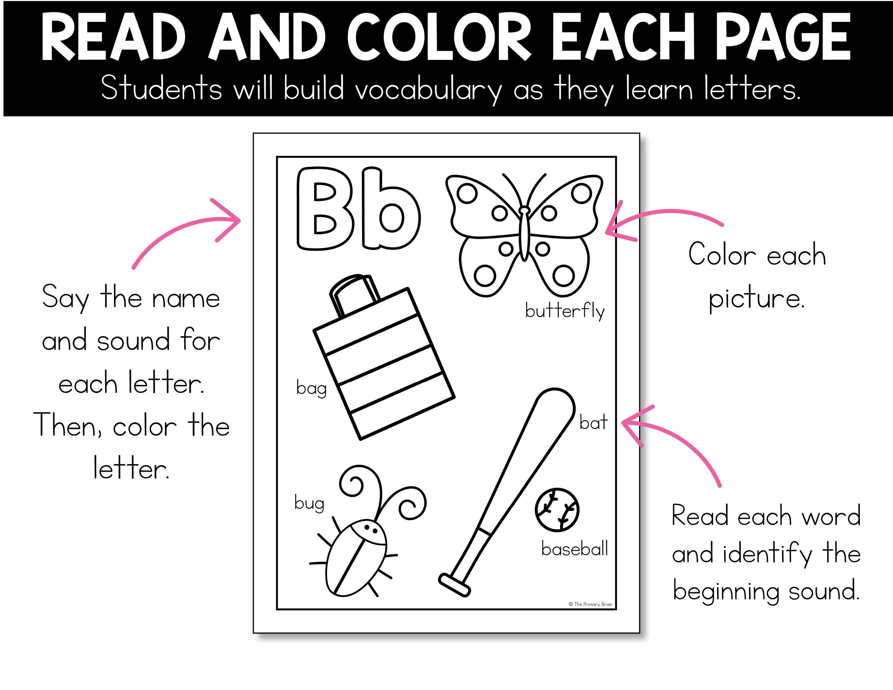 Alphabet Coloring Pages | ABC Beginning Sounds Letter Practice ...