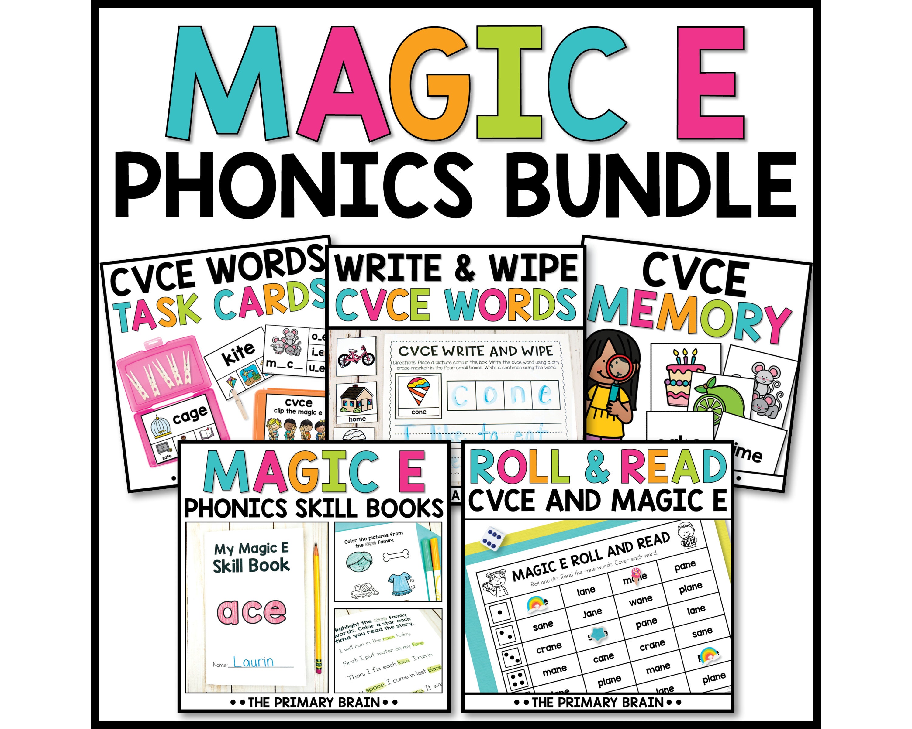 CVCE and Magic E Phonics Skills Bundle, Hands-on Independent Practice ...