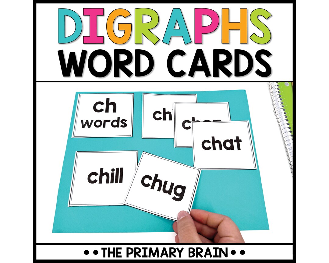 Digraphs Word Cards, Phonics Practice Flashcards for Kindergarten and ...
