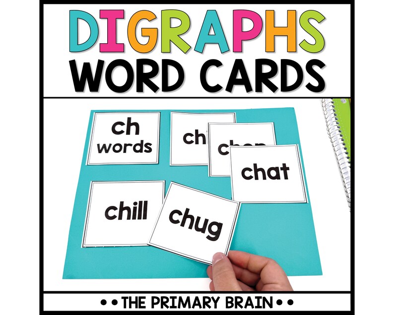 Digraphs Word Cards, Phonics Practice Flashcards for Kindergarten and ...