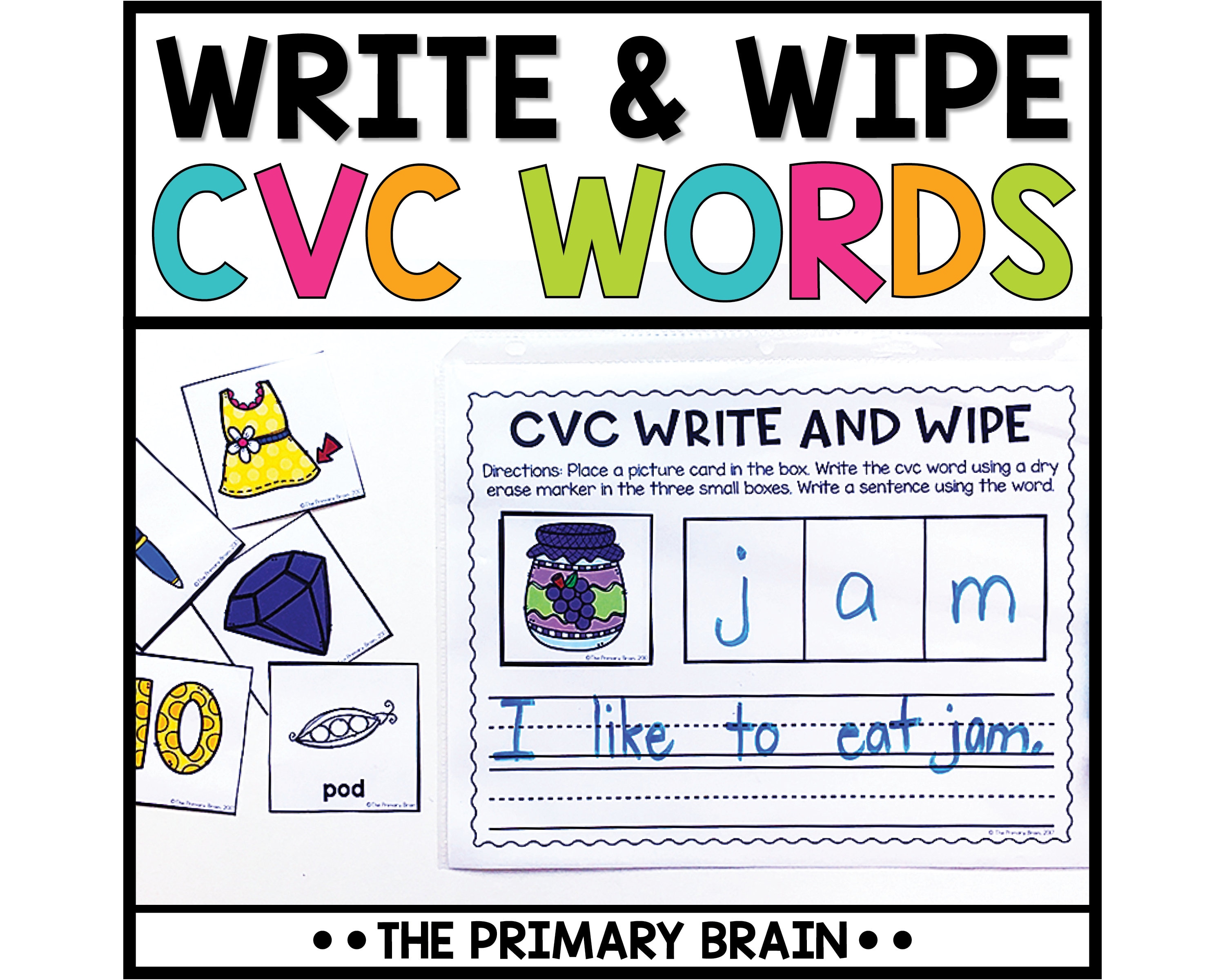 CVC Word Write and Wipe Activities, CVC Word Builder, Printable Cards ...