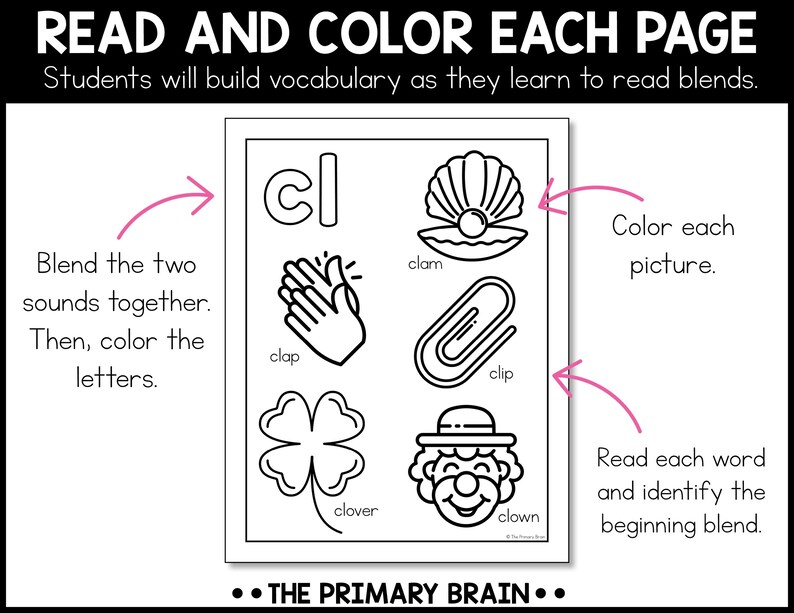 Beginning Blends Coloring Pages | Phonics Coloring Book Sheets - Etsy