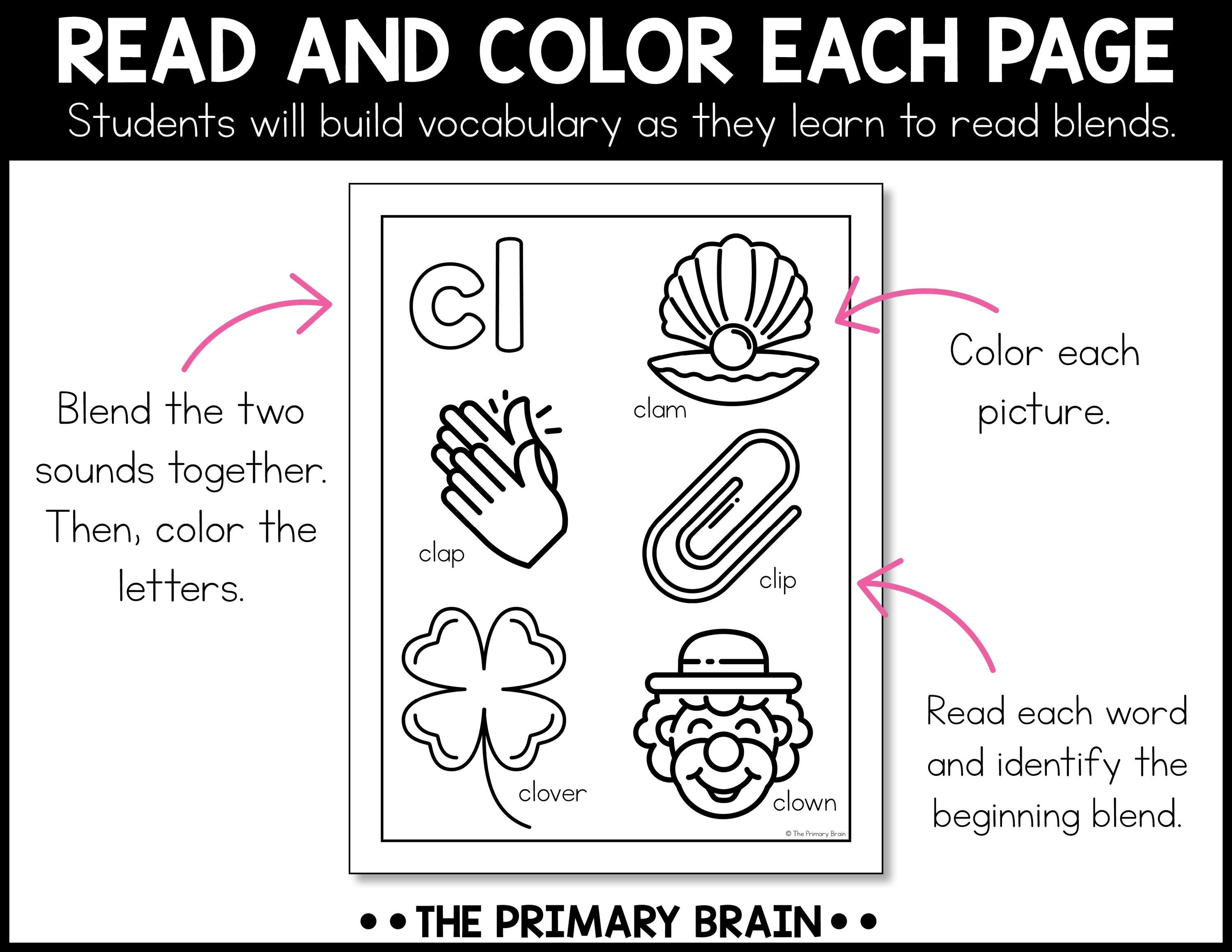 Beginning Blends Coloring Pages | Phonics Coloring Book Sheets - Etsy
