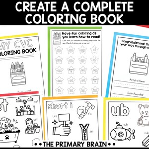 CVC Words Coloring Pages | Phonics Coloring Book Practice Worksheets - Etsy