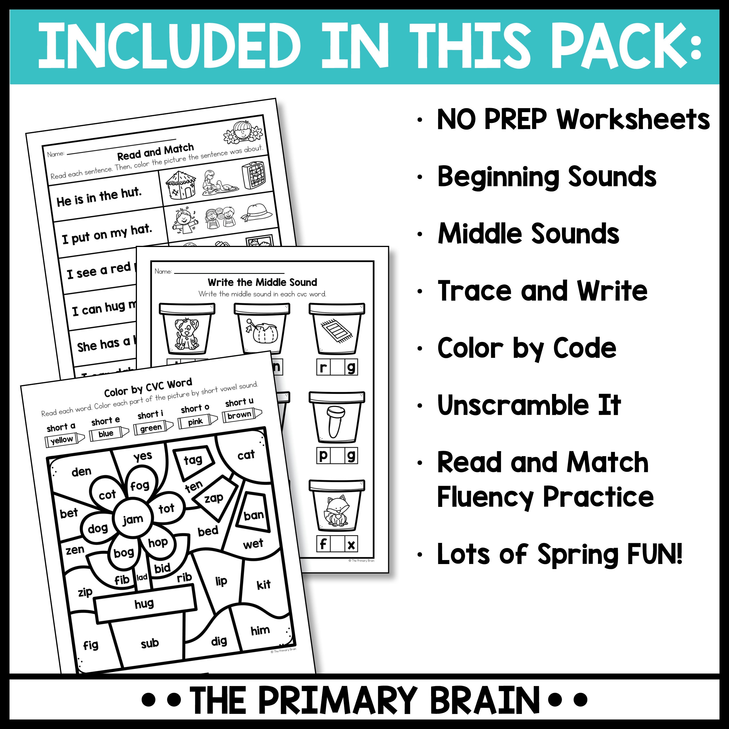 Spring Themed CVC Words Worksheets Printable Phonics Practice - Etsy