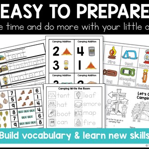 Camping Preschool Activities: Kindergarten Readiness Printables (ages 3 ...