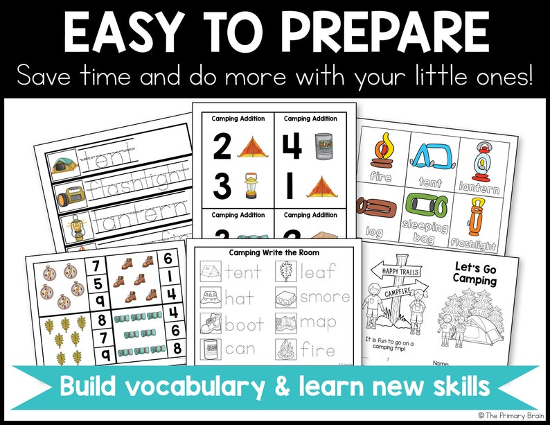 Camping Preschool Activities: Kindergarten Readiness Printables (ages 3 ...