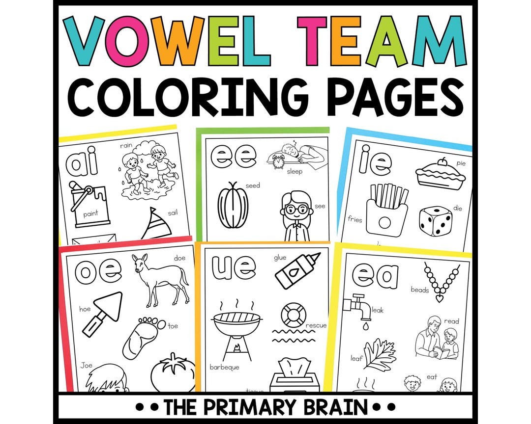 Long Vowel Coloring Pages | Vowel Teams Coloring Book | Phonics ...