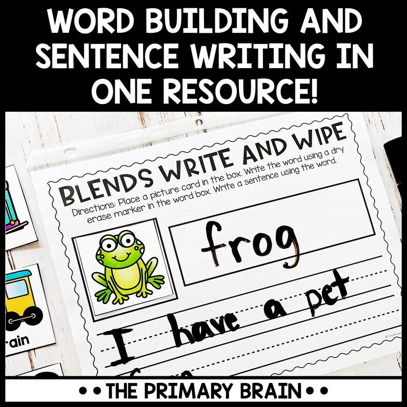 Blends Write and Wipe Activities Phonics Word Builder - Etsy
