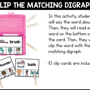 Digraphs Clip Cards for Phonics Task Card Boxes, Literacy Centers ...