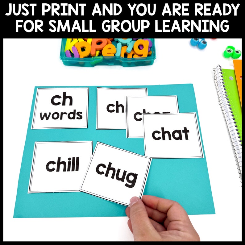 Digraphs Word Cards, Phonics Practice Flashcards for Kindergarten and ...