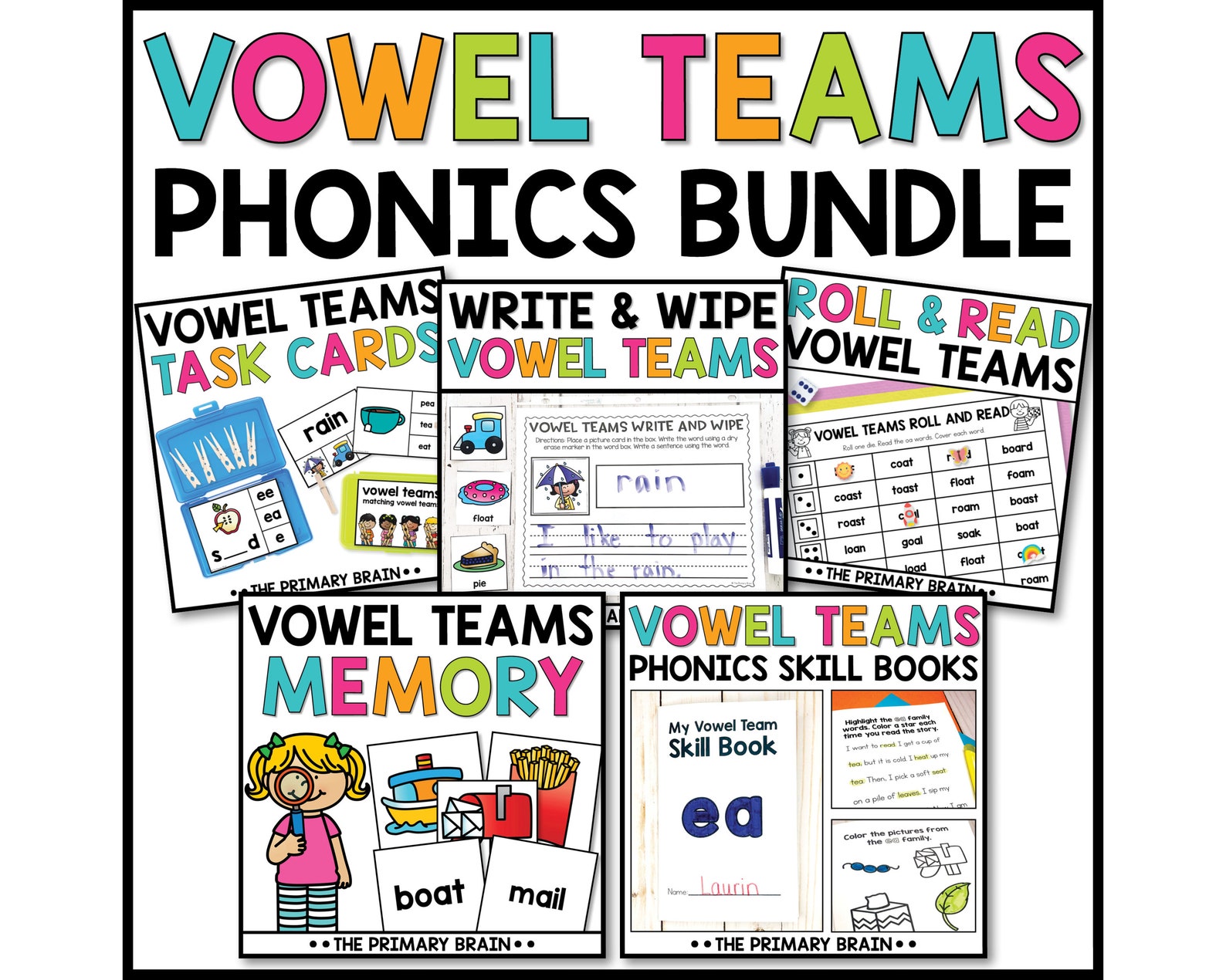Long Vowel Teams Phonics Skills Bundle, Hands-on Independent Practice ...