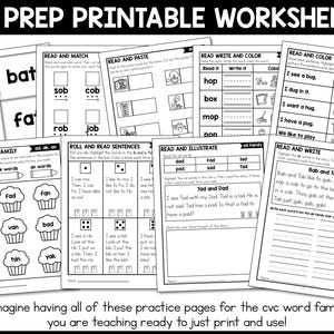 CVC Words Reading Practice Printable Worksheets | NO PREP Phonics ...