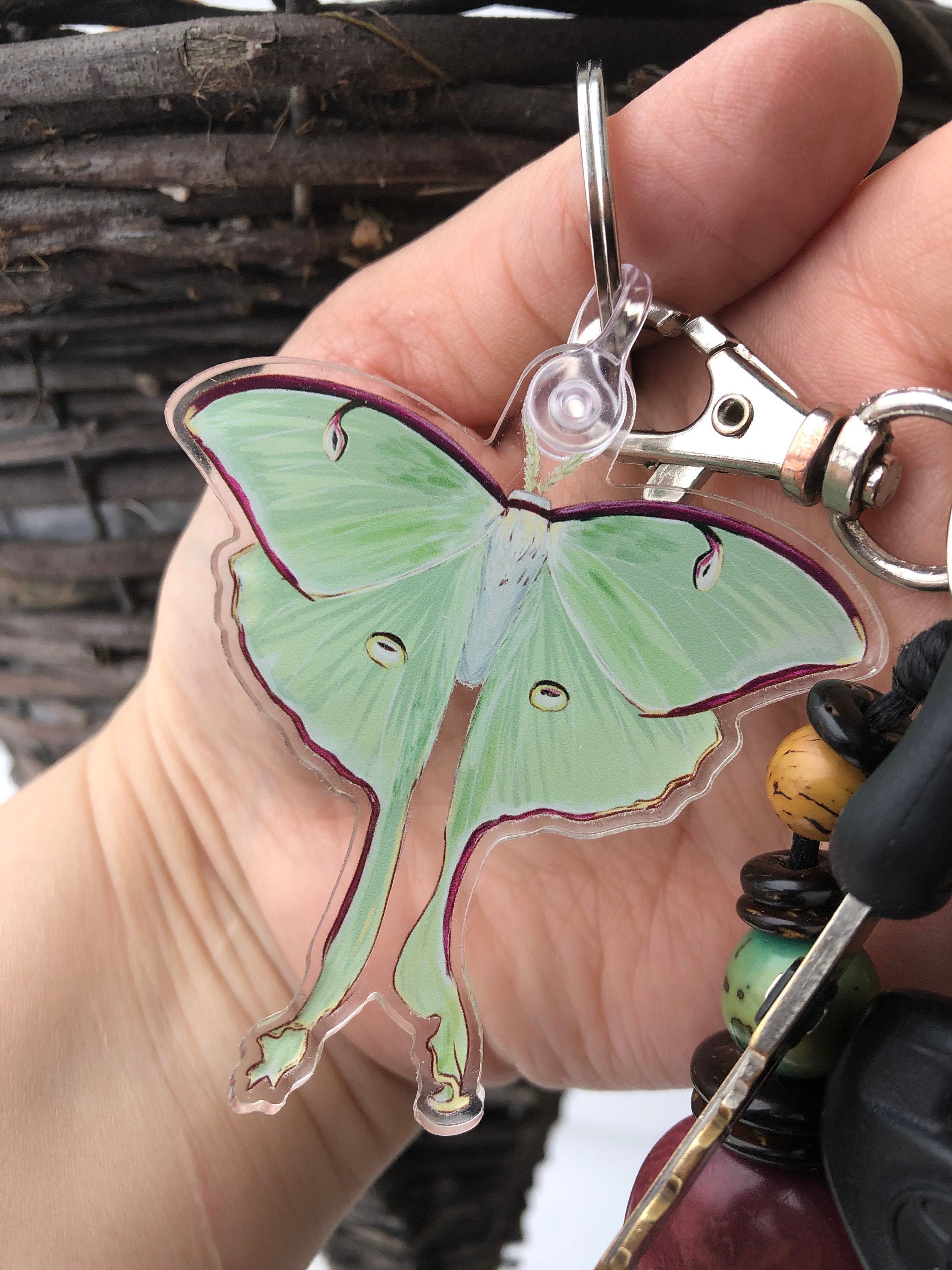 Luna Moth Acrylic Key Ring De la Luna Luna Moth Clear | Etsy