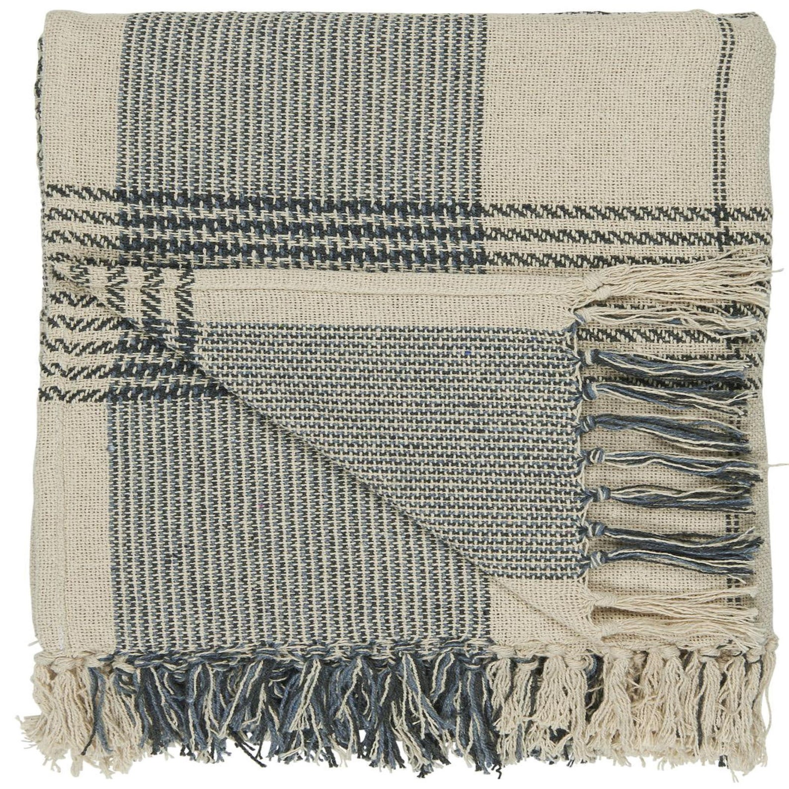 Cream and Blue Check Throw - Etsy UK