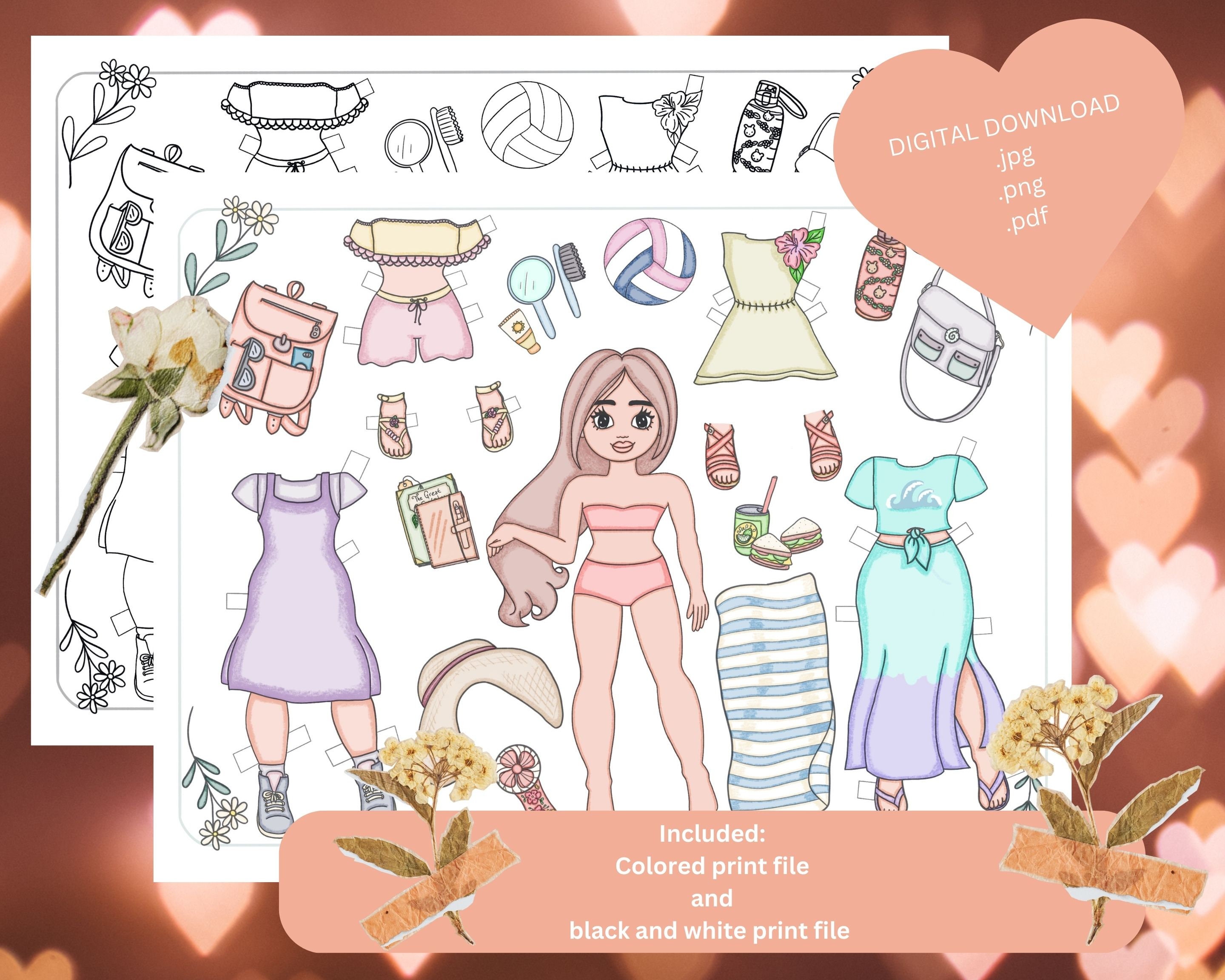 Beach Scene Paper Doll, Instant Download and Print, Formats in .jpg ...