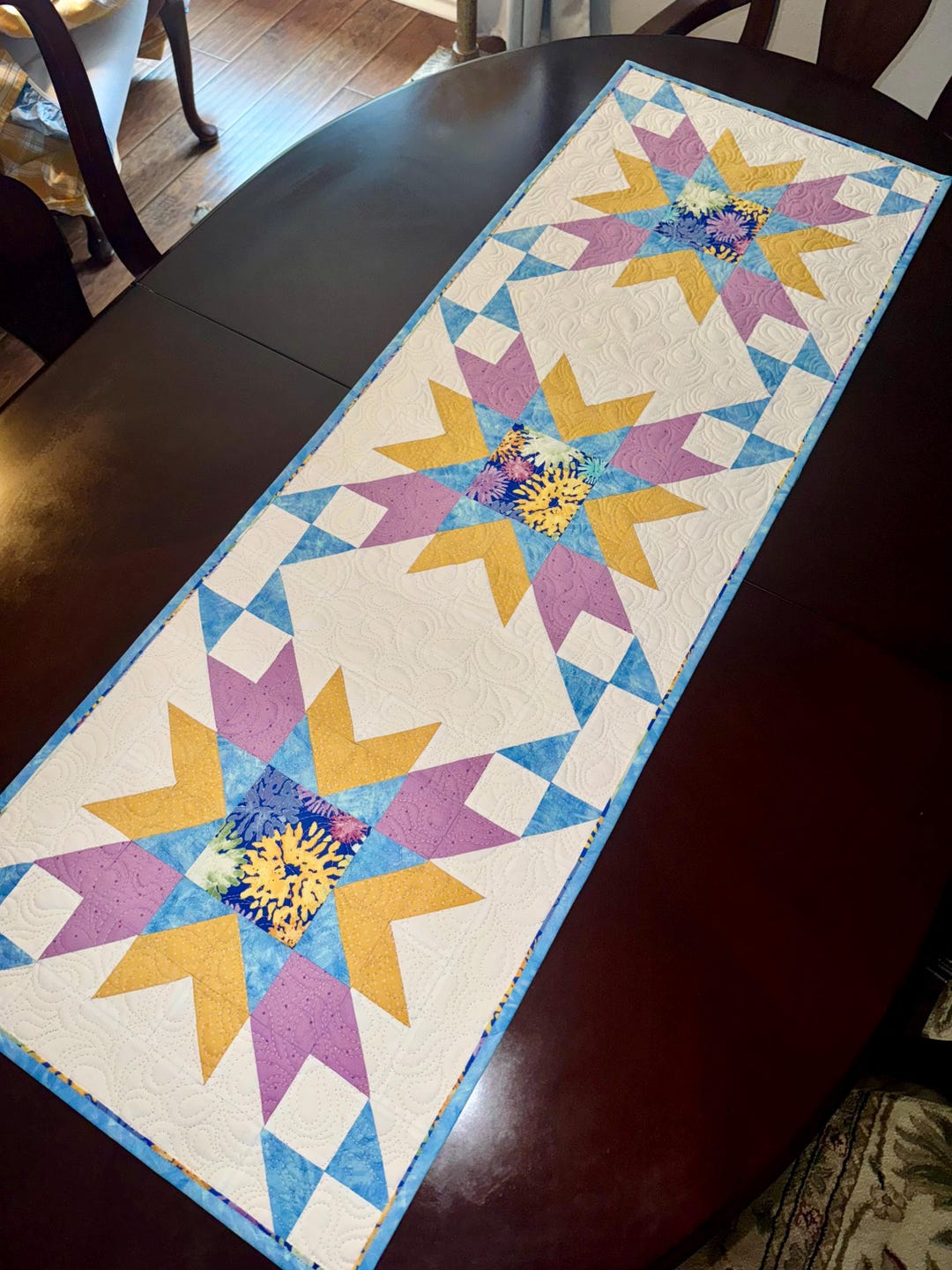 Original Handcrafted Quilted Starburst Table Runner - Etsy