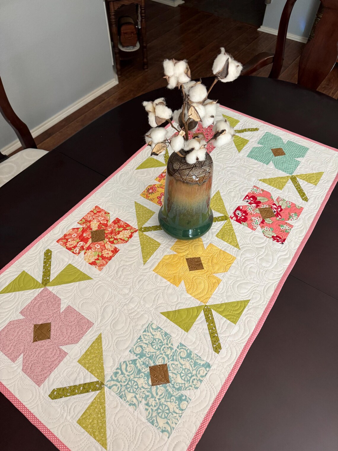 Handcrafted Flower Garden Quilted Table Runner - Etsy