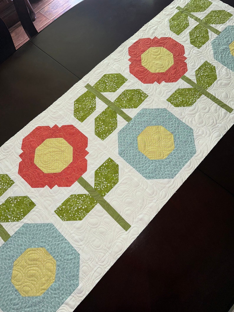 Handcrafted Quilted Floral Table Runner - Etsy