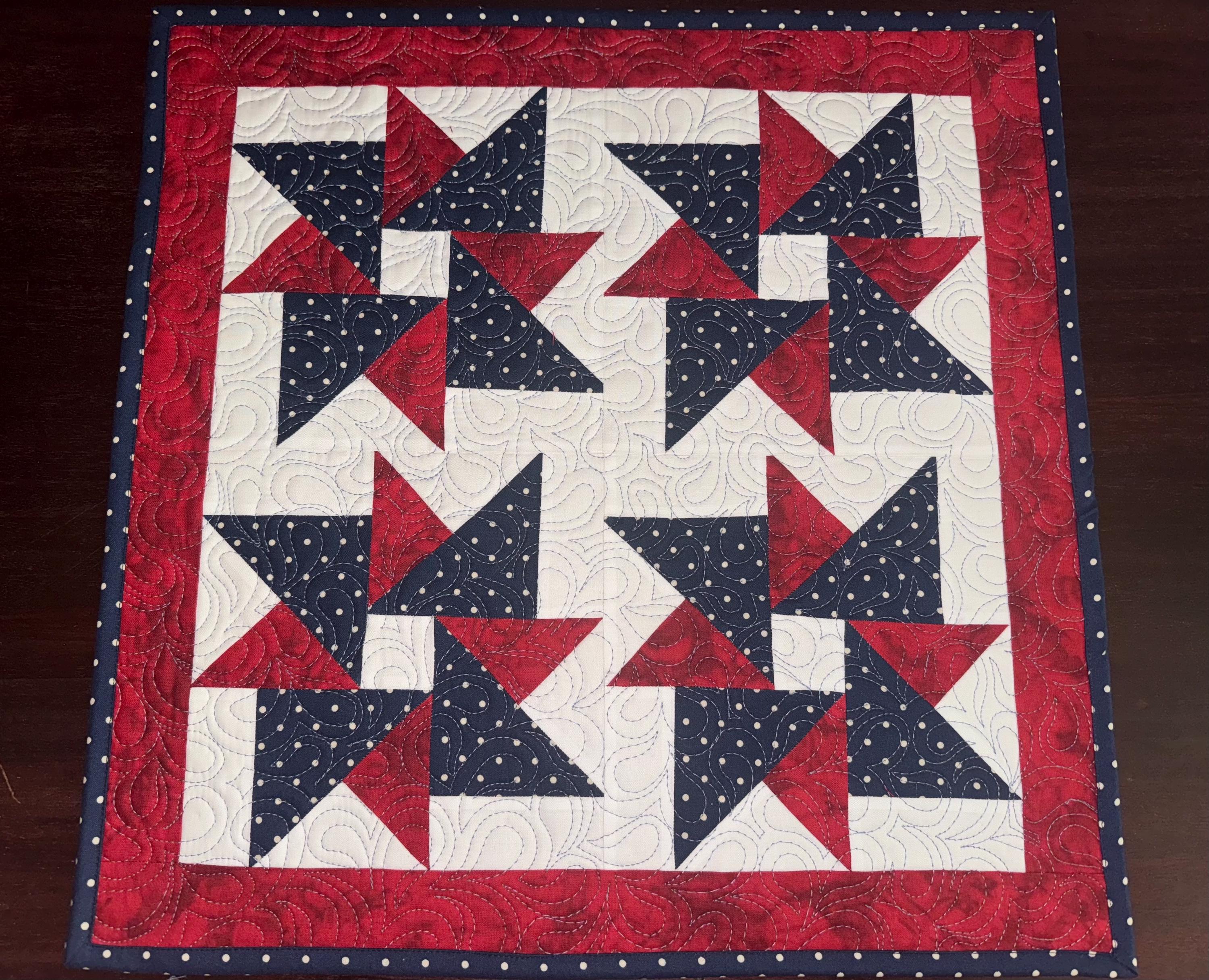 Handcrafted Patriotic Pinwheel Quilted Table Topper - Etsy