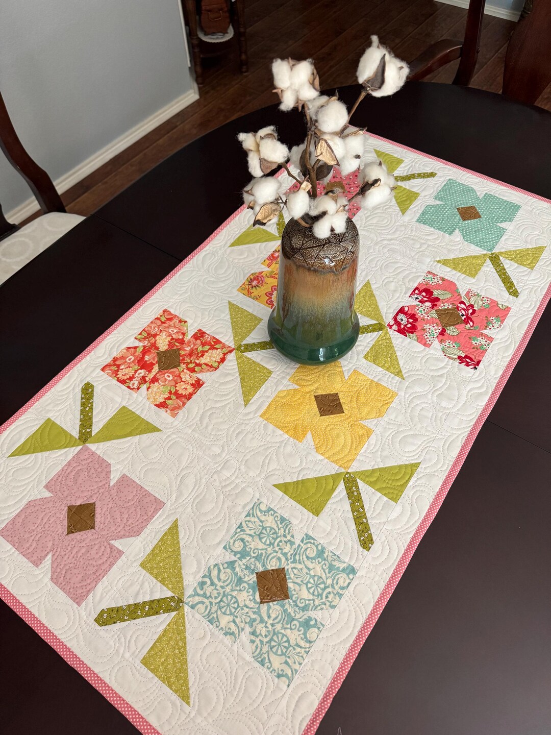 Handcrafted Flower Garden Quilted Table Runner - Etsy