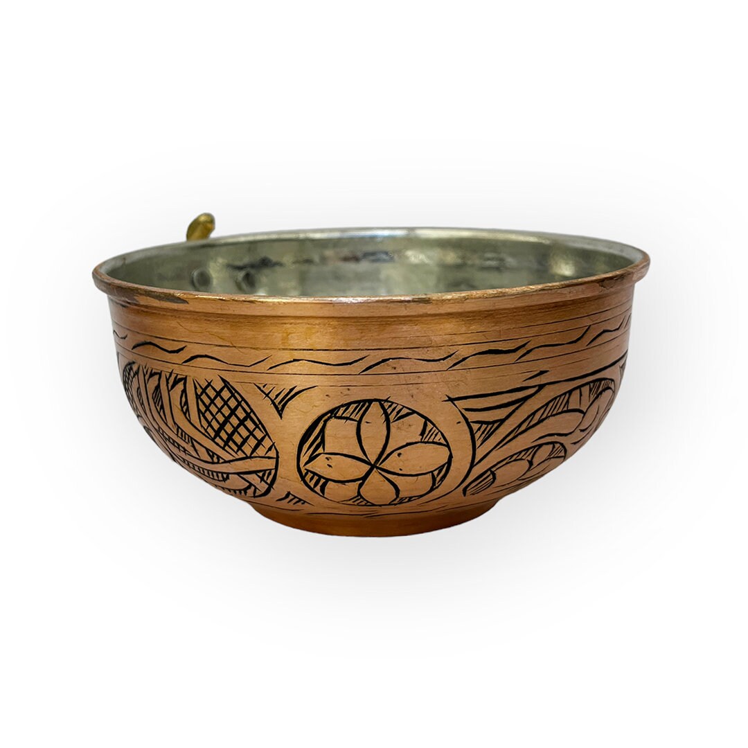 Large Copper Shaving Bowl Hand Embroidered Grooming Essential - Etsy