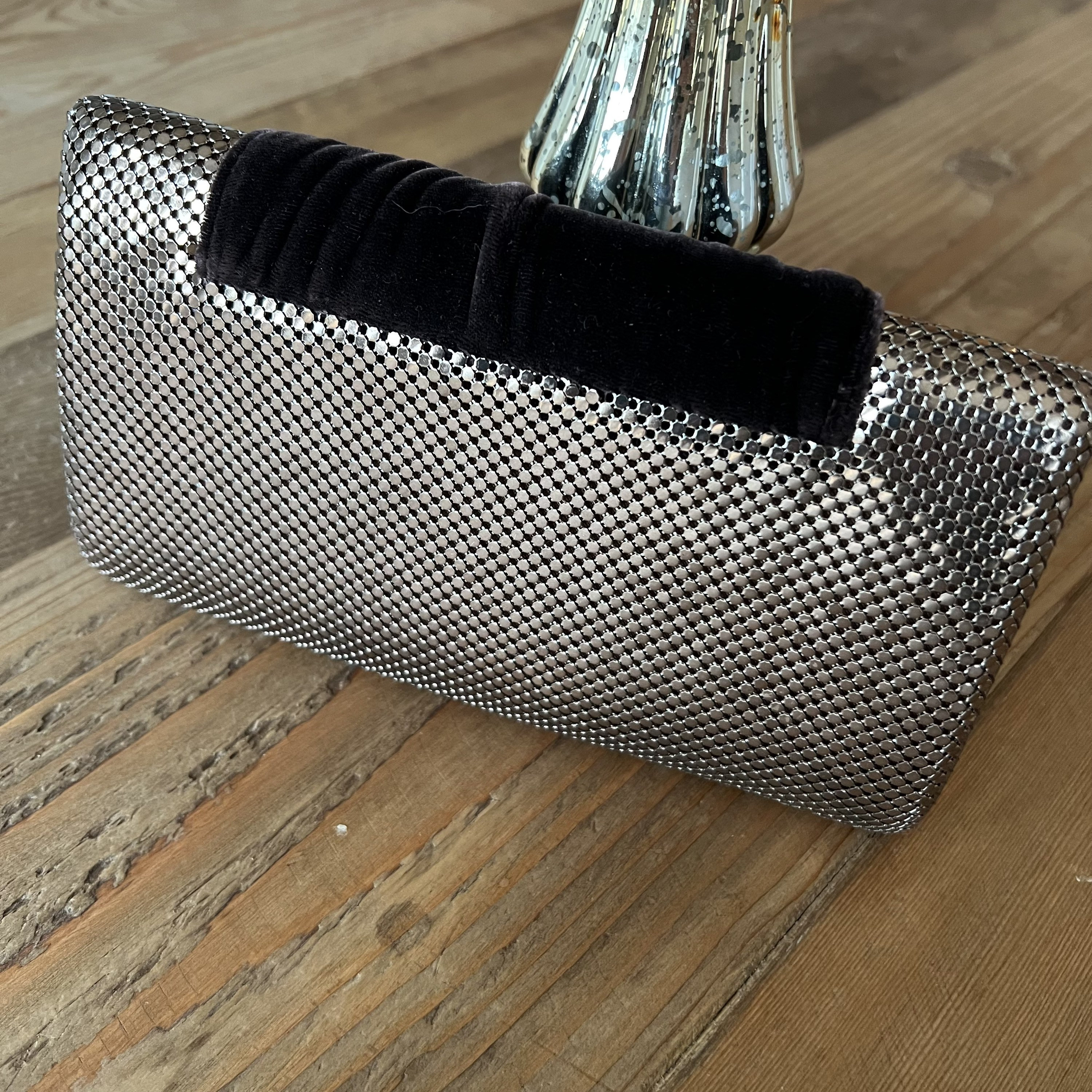 Felix Rey New York Metallic Bronze Gold Mesh With Brown Velvet Ruffle ...