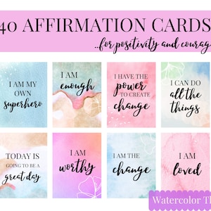 Printable Watercolor Affirmation Cards | Positive Affirmations | Self ...