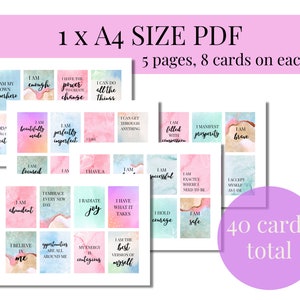 Printable Watercolor Affirmation Cards | Positive Affirmations | Self ...