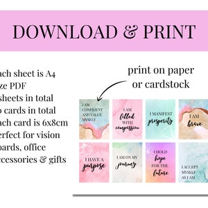 Printable Watercolor Affirmation Cards | Positive Affirmations | Self ...