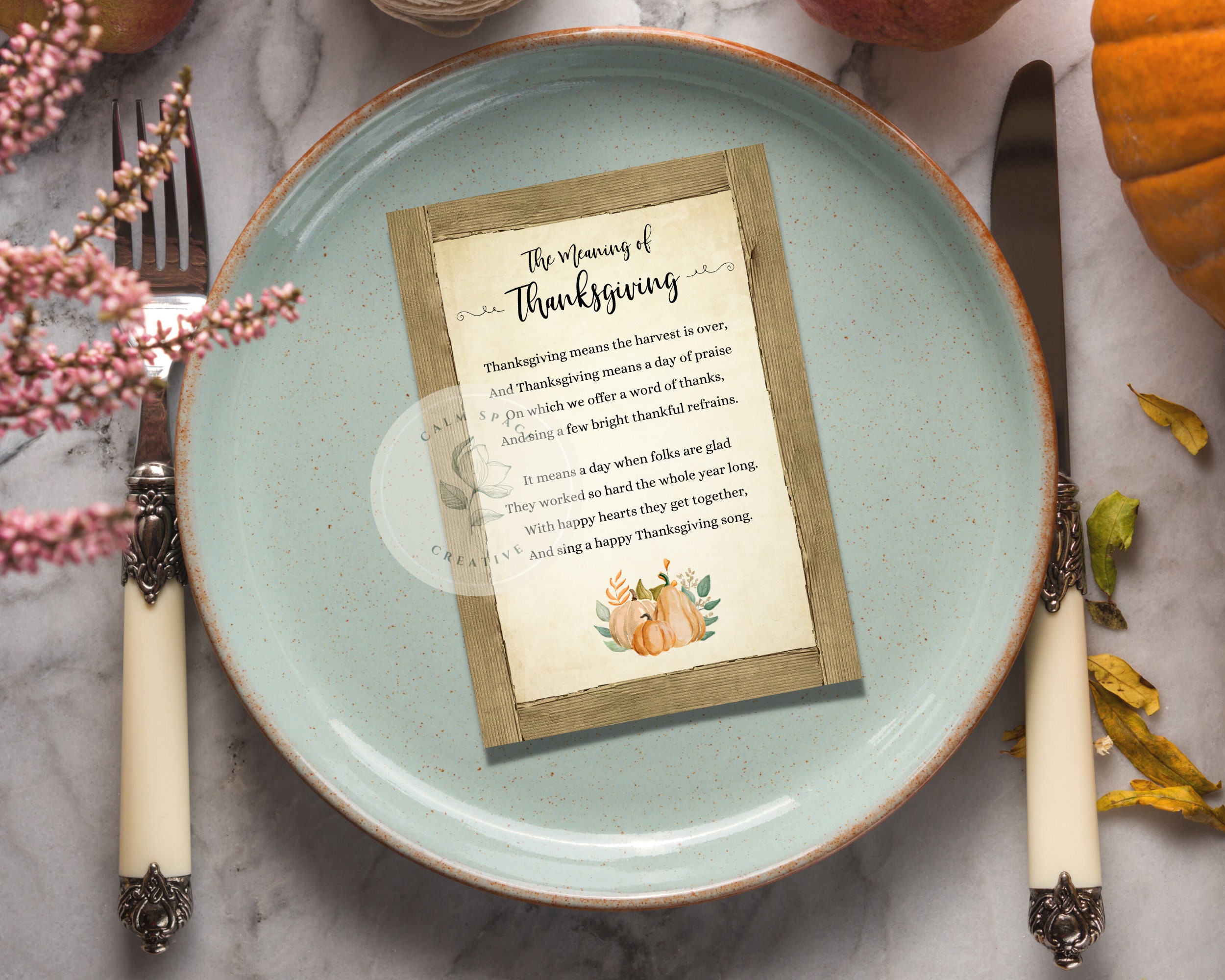 Printable Thanksgiving Poem | Thanksgiving Decor | Thanksgiving Table ...