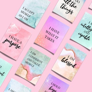 Printable Watercolor Affirmation Cards | Positive Affirmations | Self ...