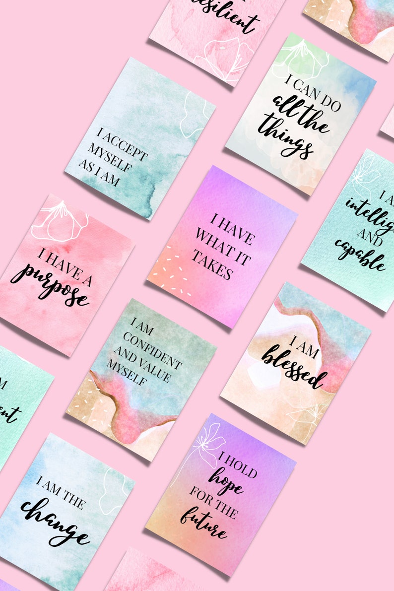 Printable Watercolor Affirmation Cards | Positive Affirmations | Self ...