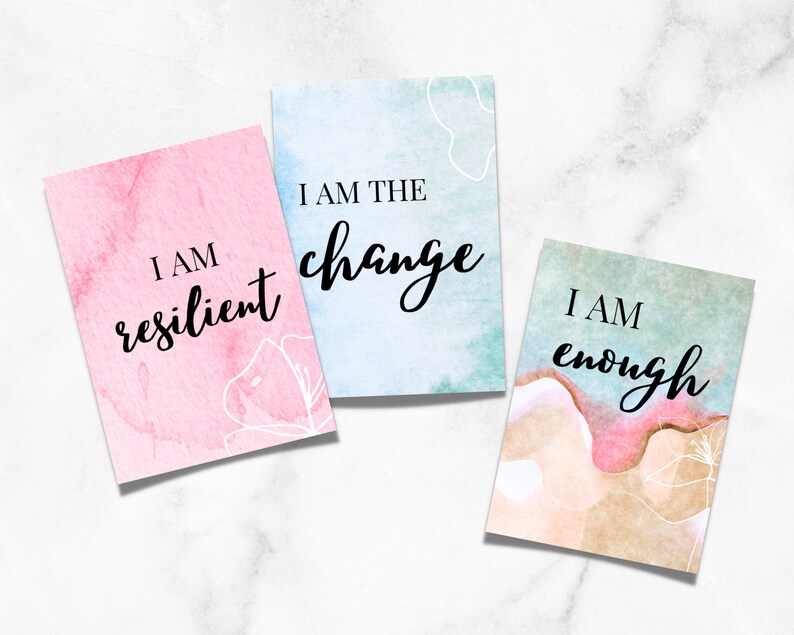 Printable Watercolor Affirmation Cards | Positive Affirmations | Self ...