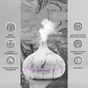 White Marble Ultrasonic Essential Oil Diffuser - Etsy