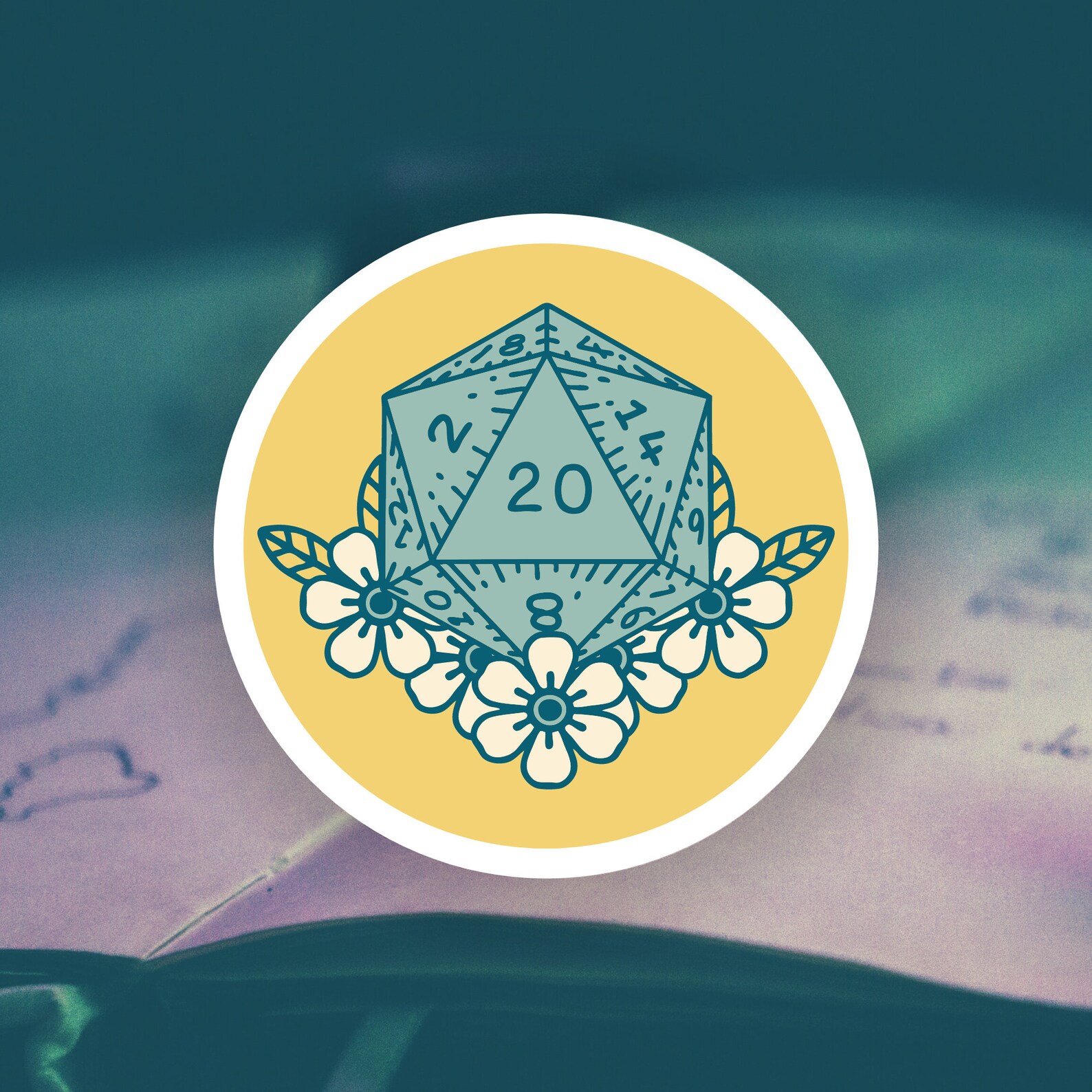 Dnd Sticker 'D20 Floral Dice' Dungeon Master, Dm Gift, Dungeons and ...